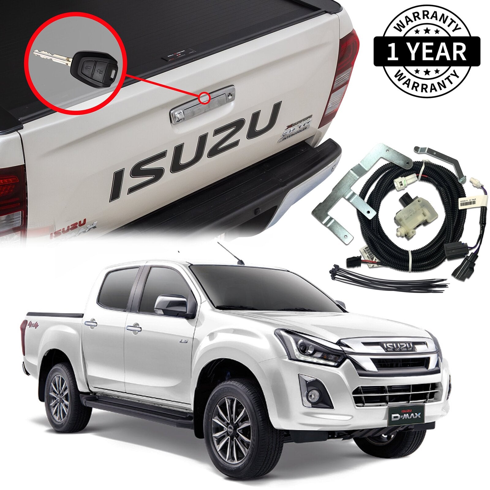 GRUNT 4X4 - Isuzu D-Max Tailgate Central Locking Kit Tail Lock Suit ...