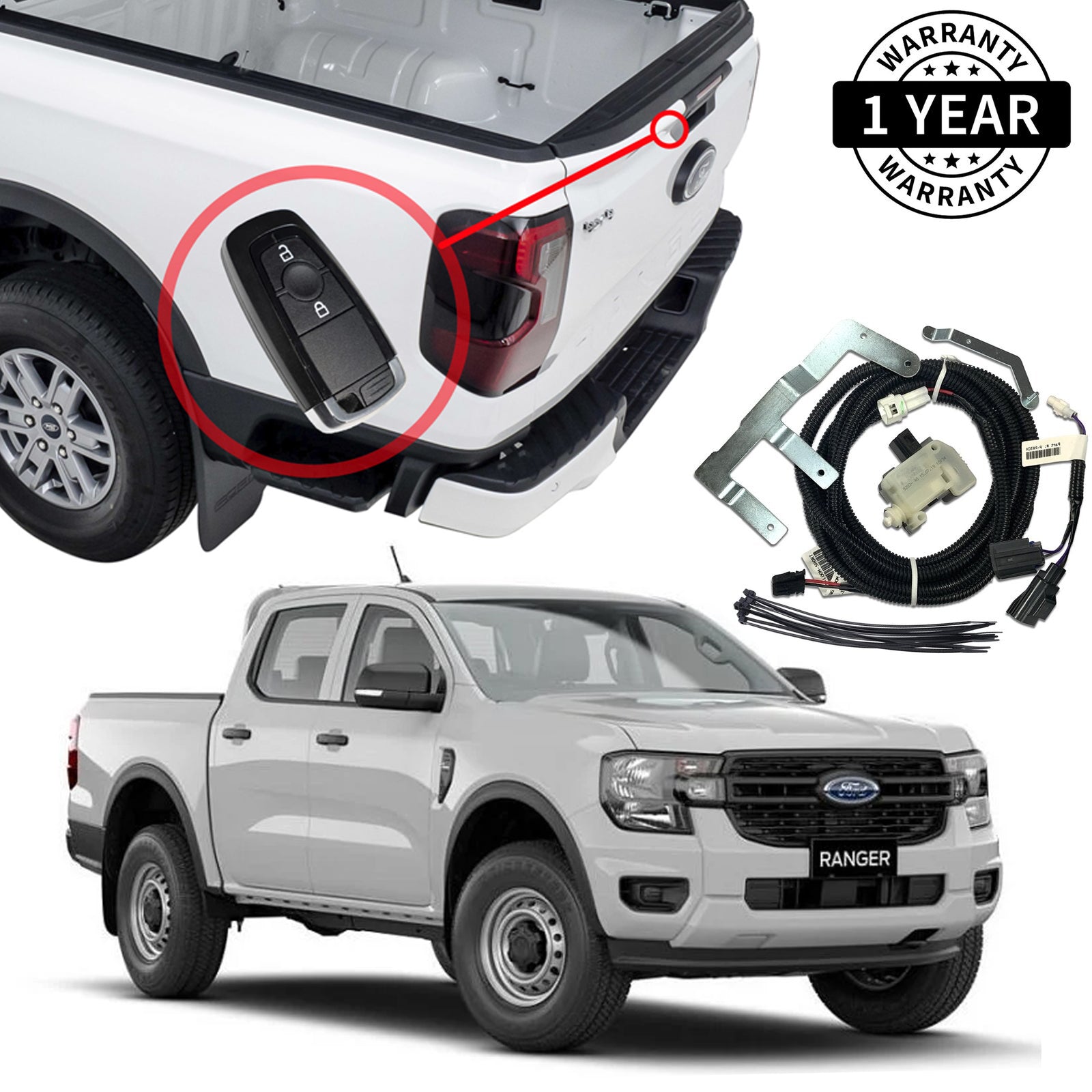 Grunt 4x4 Tailgate Central Locking Kit for Ford Next Gen Ranger & Rapt
