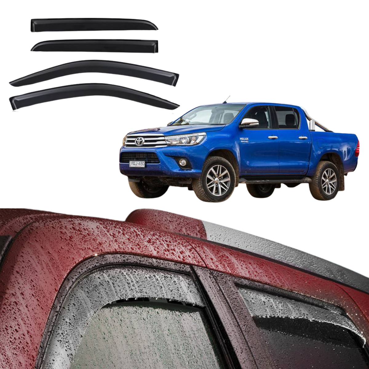 Grunt 4x4 Window Visor Weather Sheild for Toyota Hilux 2015 - 2023
